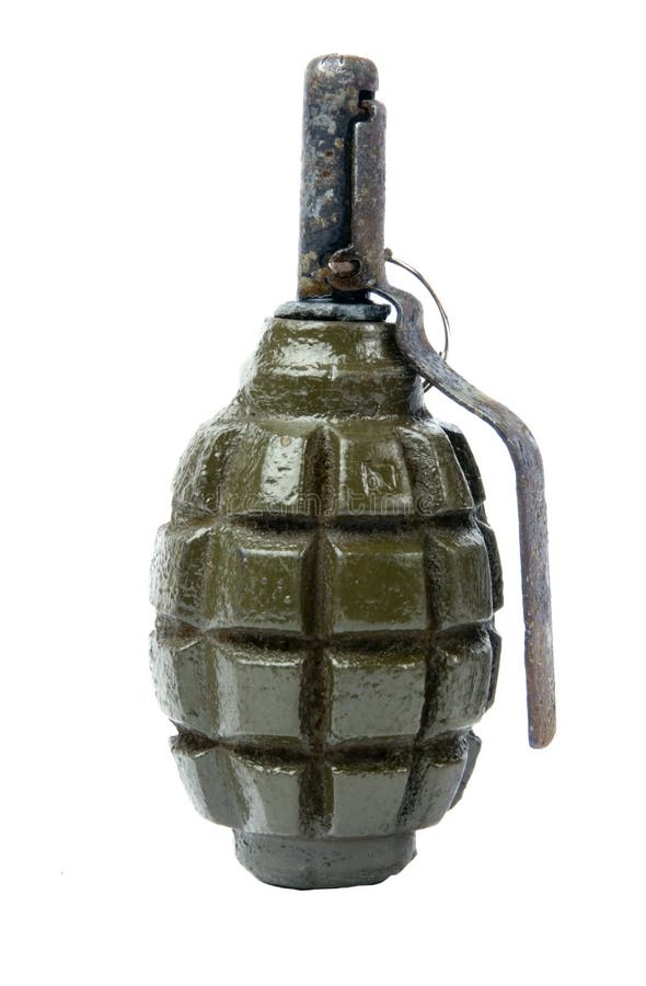 Hand Grenade Weapon of War, Isolated on White Stock Image - Image of ...