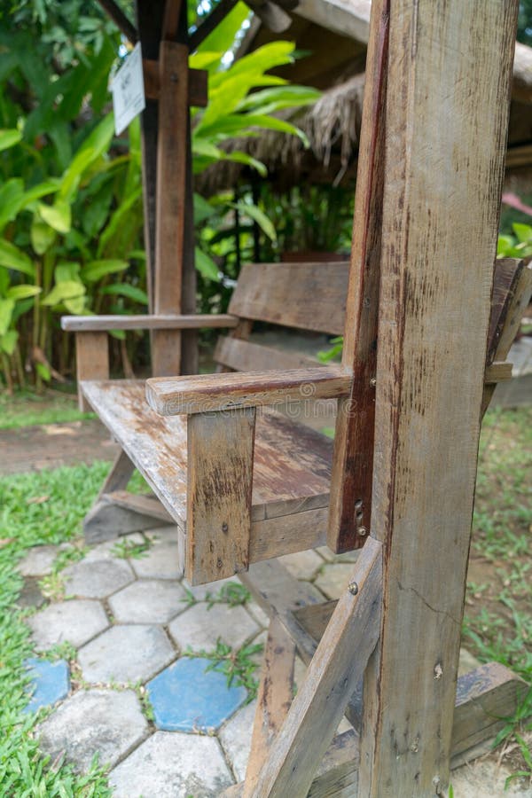 Old Hand Made Teak Wooden Swing Stock Photo - Image of swing, outside ...