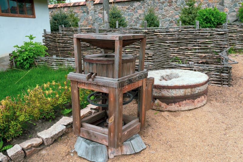 Old hand mill for grain stock image. Image of grain - 182751749