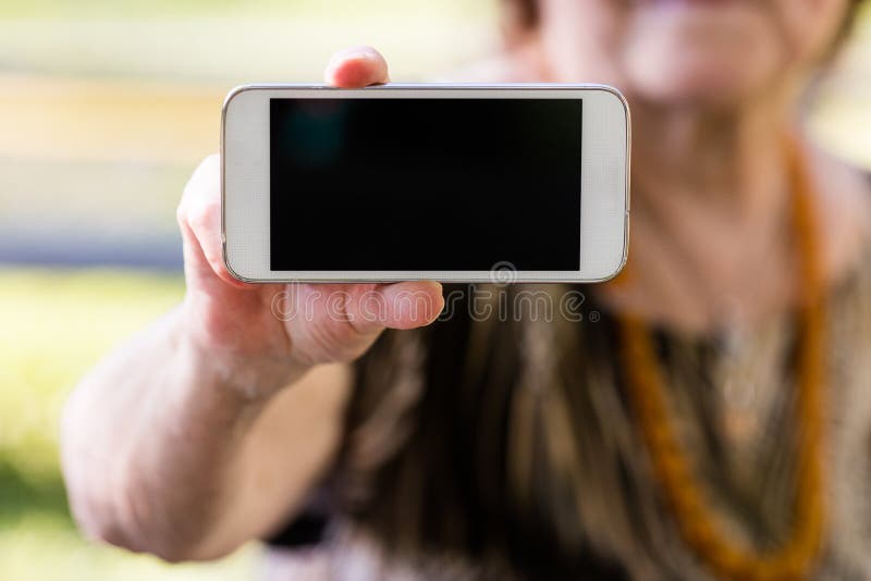 Old Hand Showing the Screen of a Smartphone Stock Photo - Image of ...