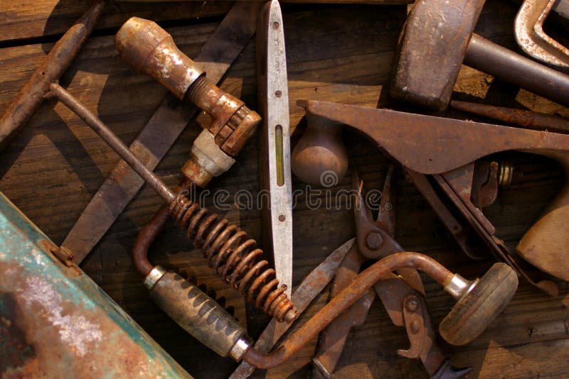 Old Hand Tools stock image. Image of tools, spanner, level - 39709