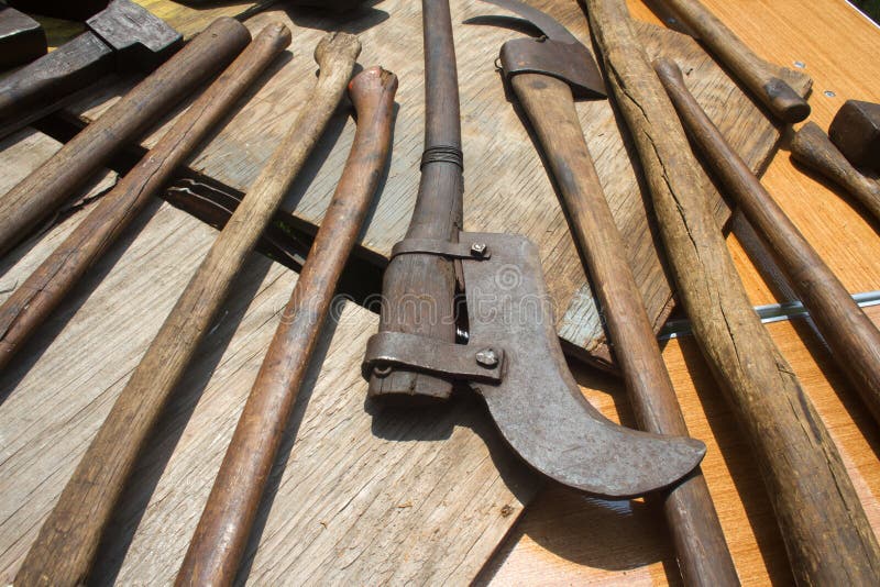 Old hand tools. stock photo. Image of metal, wood, antique - 84277236