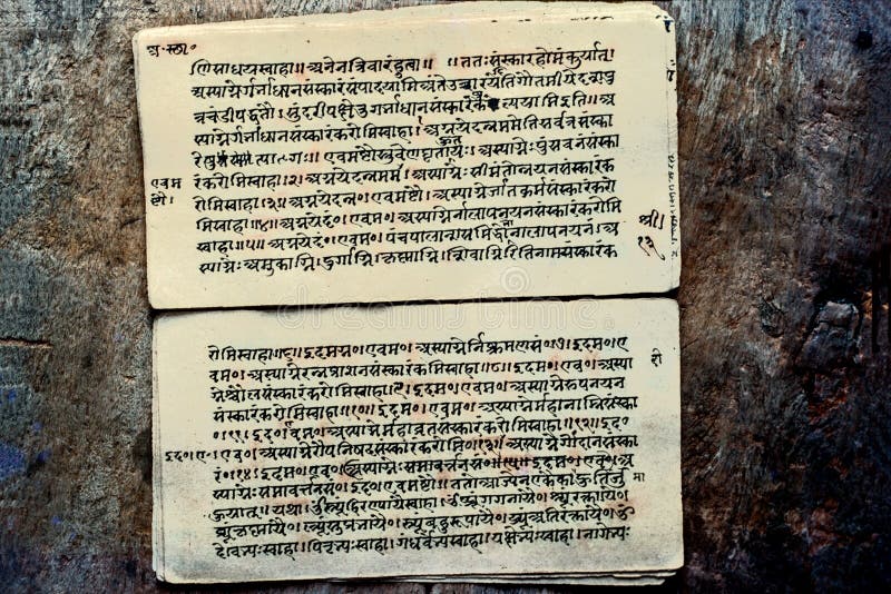 Old Hand Written Hindu Scriptures in Sanskrit Text Studio Sho Editorial ...