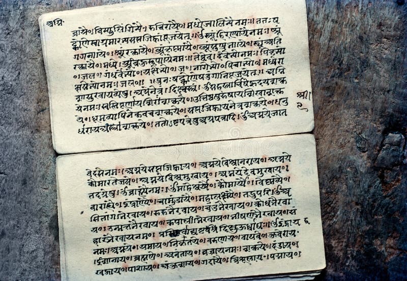Old Hand Written Hindu Scriptures in Sanskrit Text Studio Sho Editorial ...