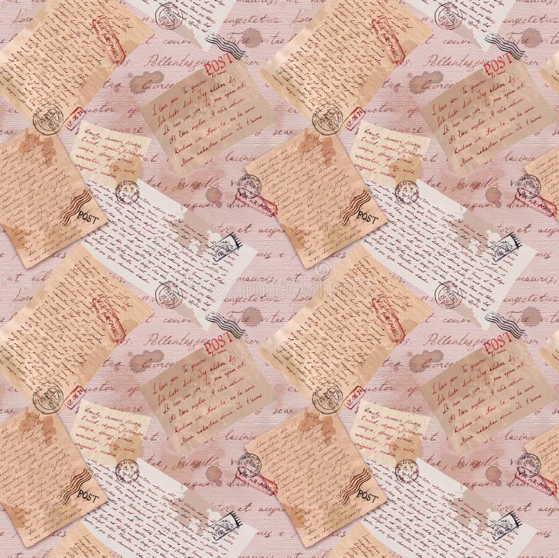 Old Hand Written Letters at Vintage Paper Texture with Postal Stamps ...