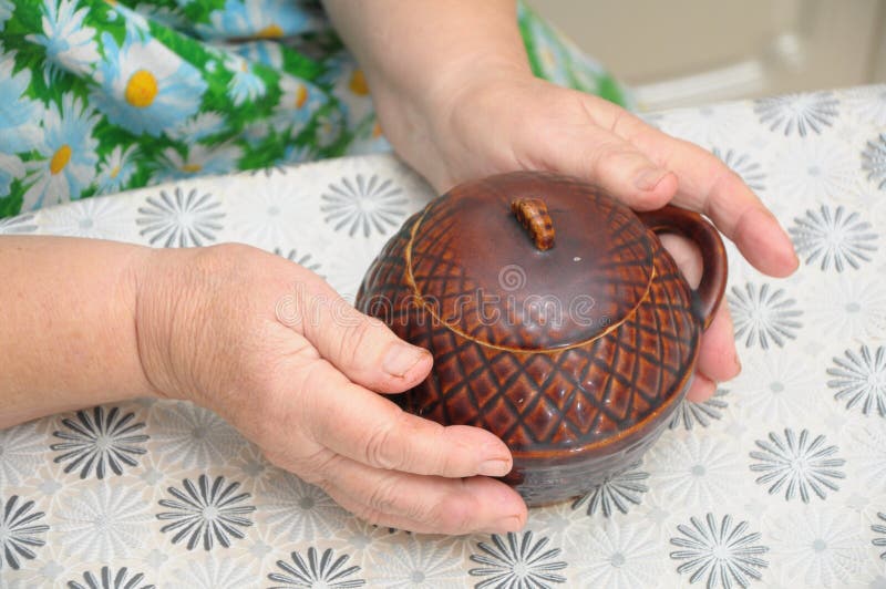 Old Hands Holding a Cooking Bowler Stock Photo - Image of senior ...