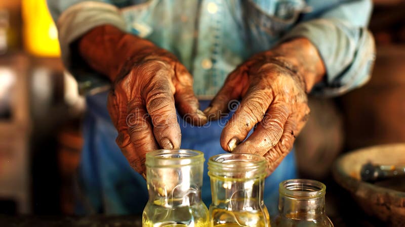 Close-up of the Old Hands of the Master Working in His Workshop Stock Illustration ...