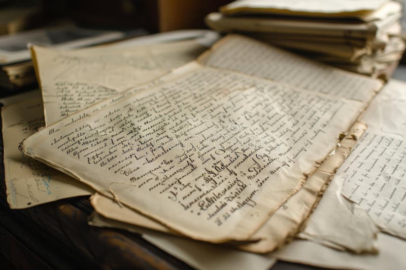 Old Handwritten Letters with Feather Pen Creating Nostalgic Atmosphere ...