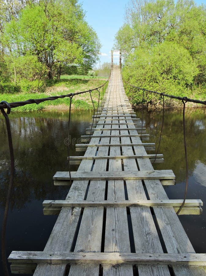 Old Hanging Bridge, Lithuania Stock Photo - Image of background ...