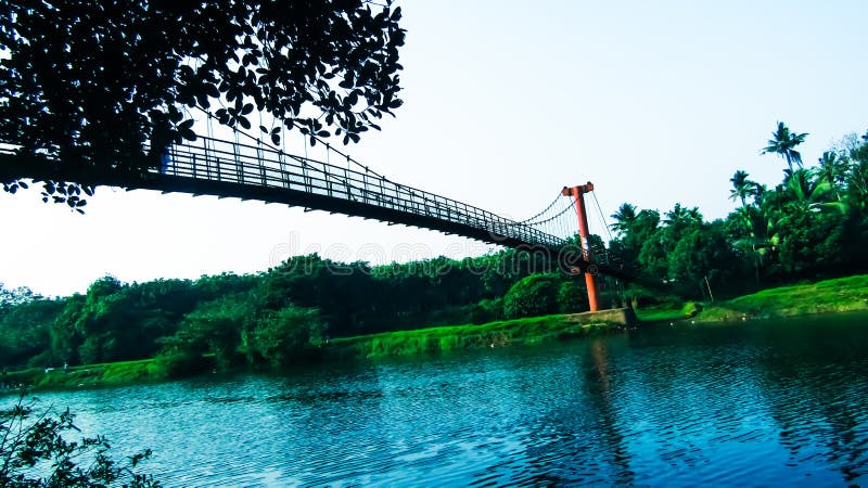 Old Hanging Bridge Over the River in Kerala Stock Image - Image of ...