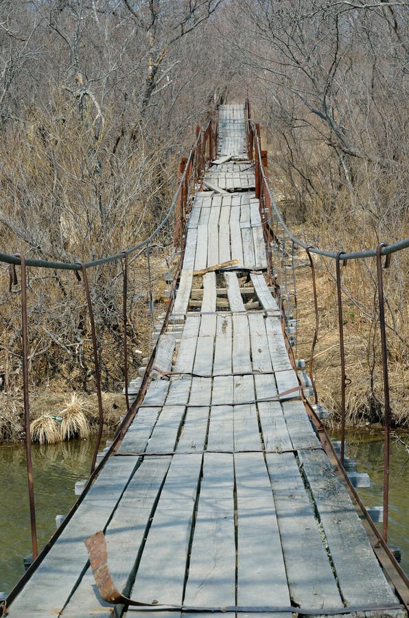 Old hanging bridge 1 stock image. Image of perspective - 62187587