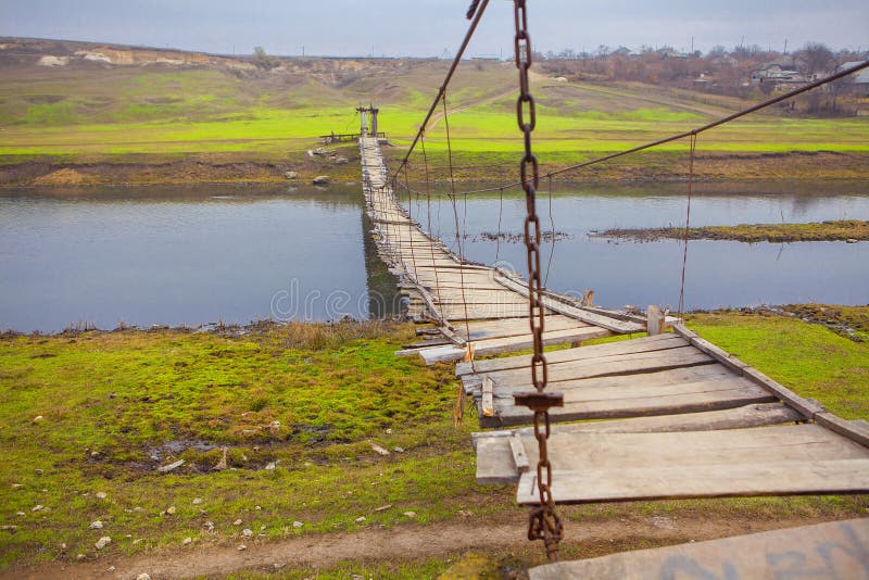 Hanging wooden path stock image. Image of lake, hill - 123449577