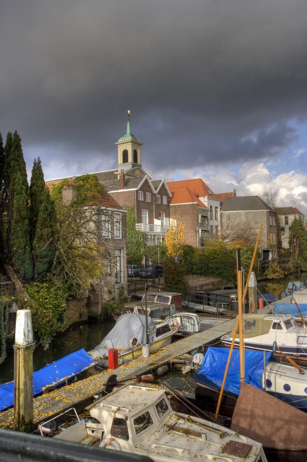 Old Harbor stock photo. Image of dutch, dordrecht, church - 17891984