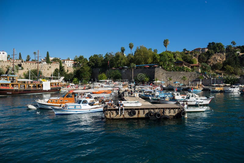 Old harbour in Antalya stock photo. Image of traditional - 7696346