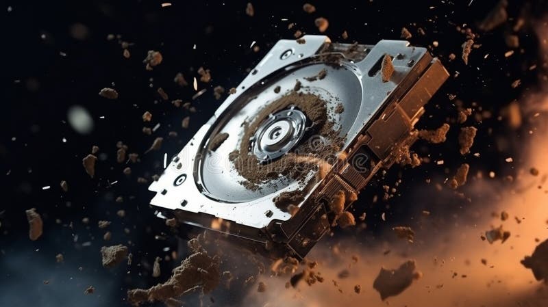 The Old Hard Disk Drive is Disintegrating in Space. Conception of ...