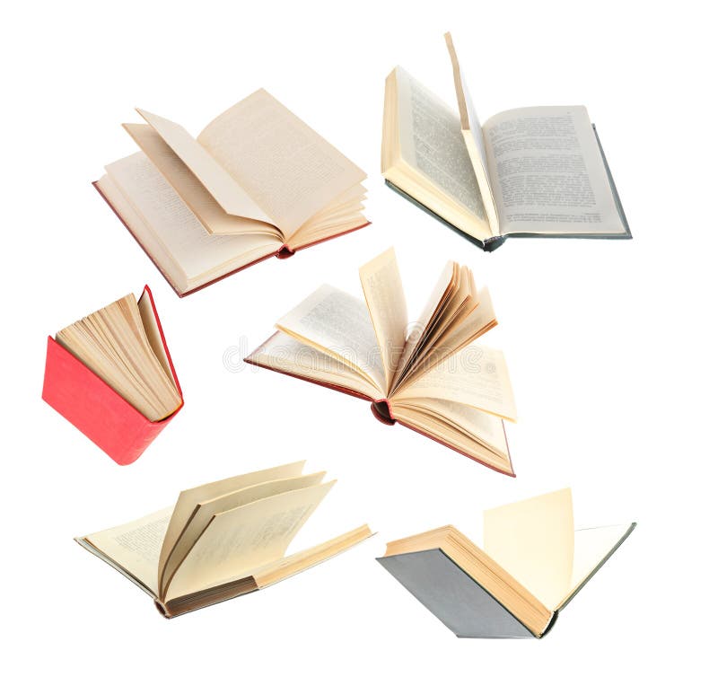 Colorful Hardcover Books Flying on White Background Stock Photo - Image ...