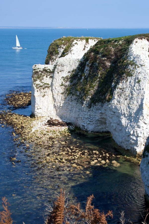 The Old Harry Rocks in Swanage in South England Stock Photo - Image of ...