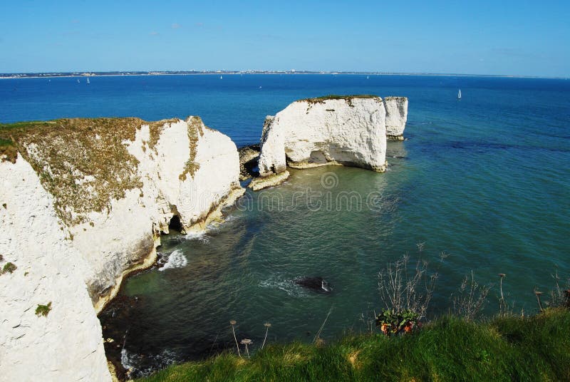 British Jurassic Coast Chalk Stacks Old Harry Rocks Dorset England UK ...