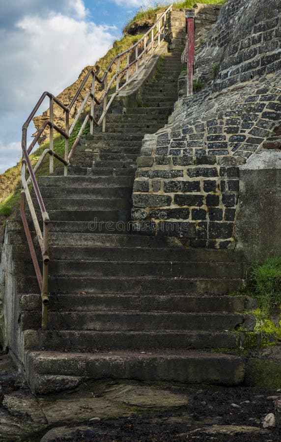 Cliffside Steps Near Waterfall Stock Photo - Image of pouring, outdoor ...