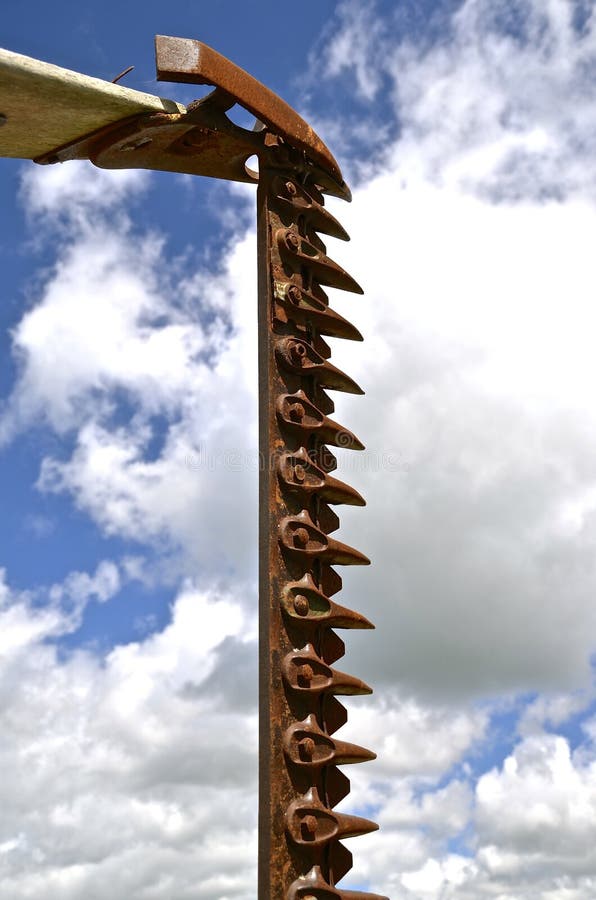 Old hay mower sickle bar stock image. Image of pasture - 88701311