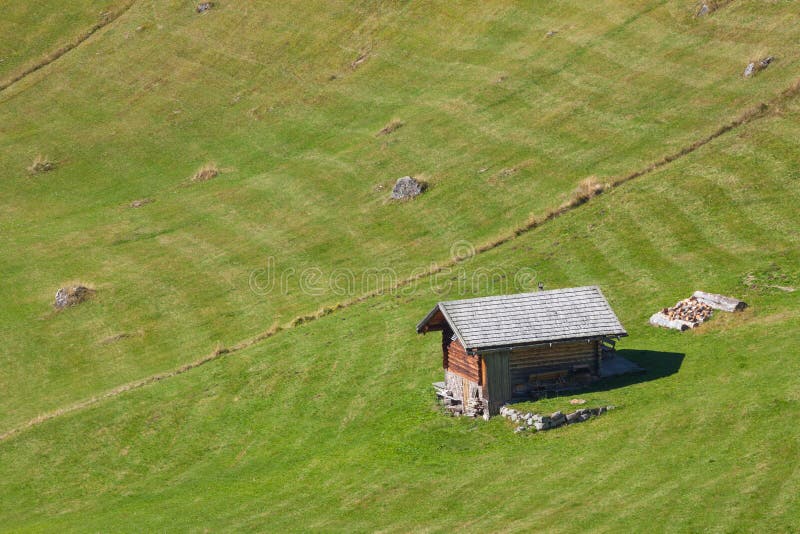 Old Hayloft in a Pasture in Val Di Funes at Fall Stock Photo - Image of ...