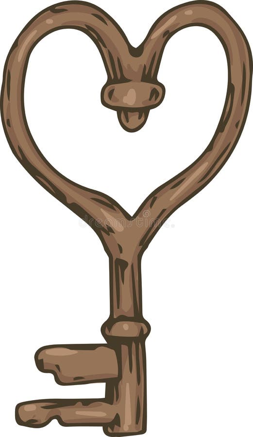 Old Heart Shaped Key stock vector. Illustration of vector - 181821063