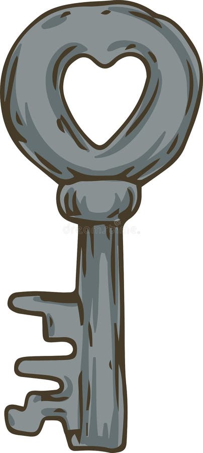 Old Heart Shaped Key stock vector. Illustration of antique - 181964402