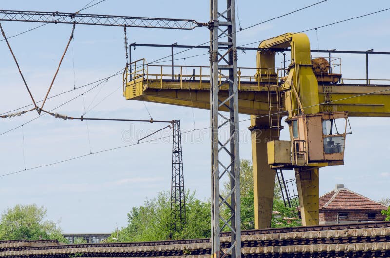 Old Heavy Lifting Rail Device Stock Photo - Image of metal, background ...