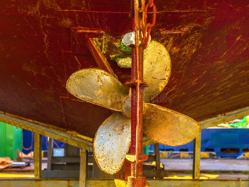 Old Heavy Ship`s Propeller of the Rusty Shipwreck Vessel Stock Image ...