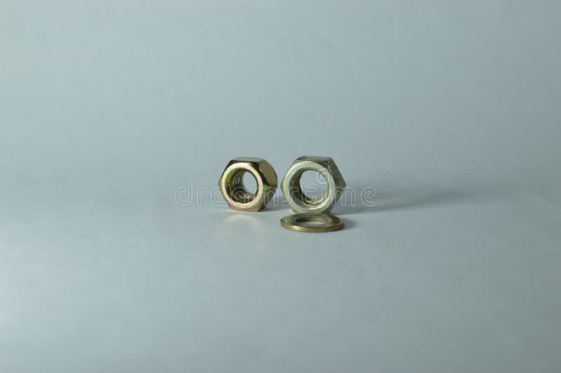 Old Hex Bolts and Ring Isolated on White Stock Photo - Image of glass ...