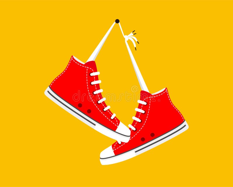 Old High Heel Style Sport Sneakers Shoe Vector Illustration Stock ...