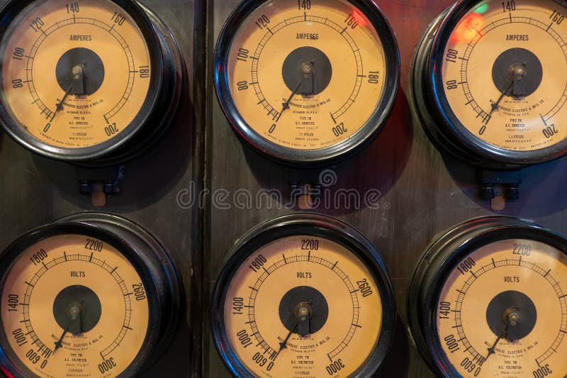 Old High Voltage Electricity Meters Stock Image - Image of dial, energy ...