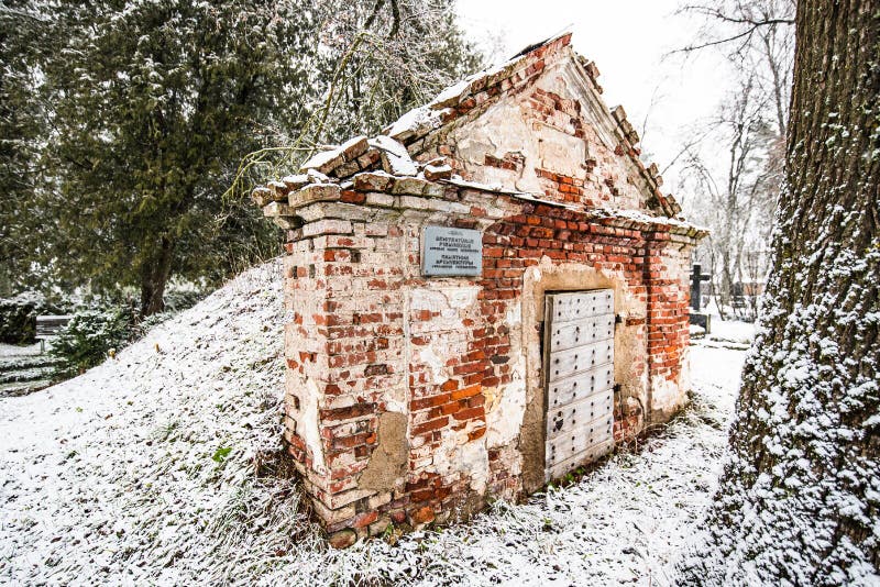 An Old, Historic, Abandoned Red Brick Chapel with a Cellar, Barbele ...