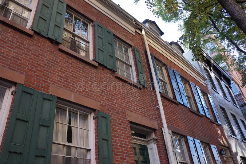 An Old Historic Brick Townhouse Building Stock Image - Image of visits ...