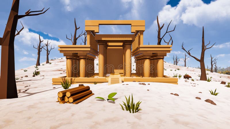 3D Render of a Historic Brick Building with Columns Isolated on the ...