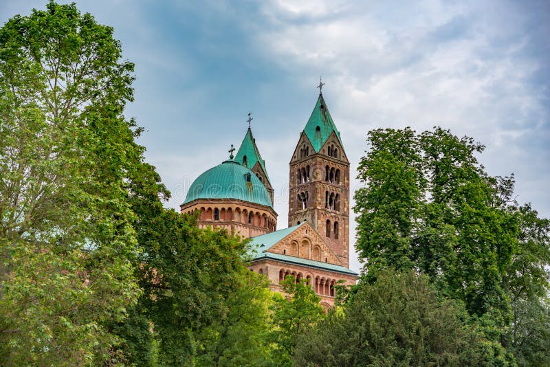 Old Historic Church, Cloudy Sky and Trees Stock Photo - Image of ...