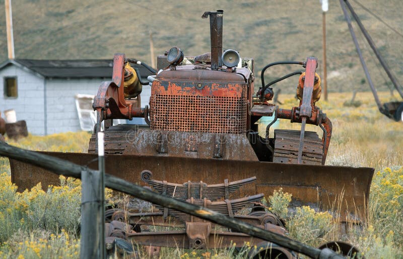 Old Historic Construction Machine in the Junkyard, USA Stock Photo ...