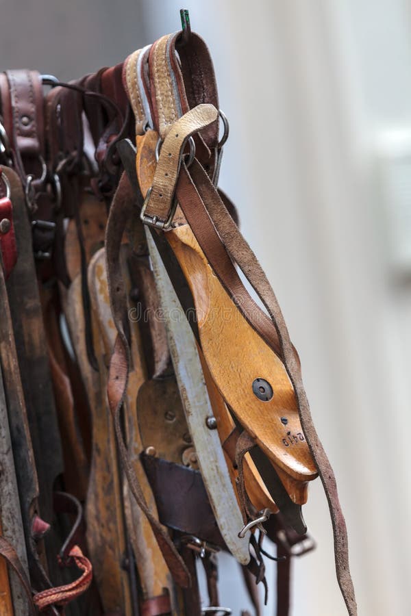 Old Historic Dutch Wooden Ice Skates Stock Image - Image of activity ...