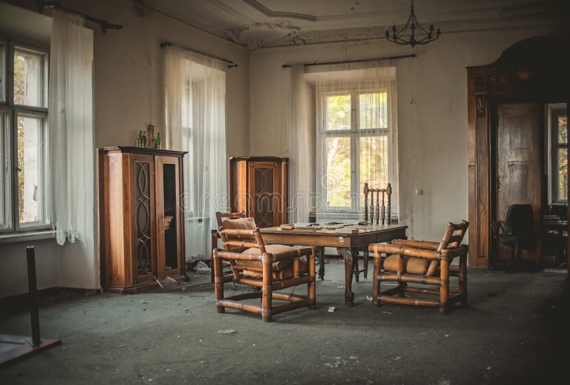 Old Historic Library in an Abandoned Palace Stock Photo - Image of ...
