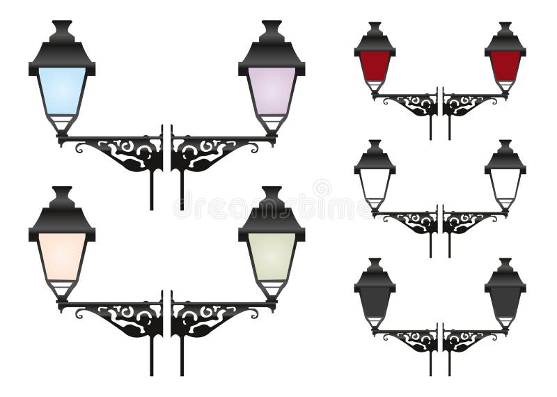 Old Historic Street Lamps Vector Illustration Stock Illustration ...