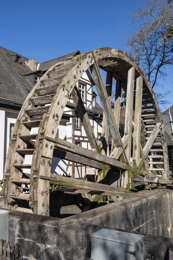 An Old Historic Water Wheel Stock Image - Image of building, background ...