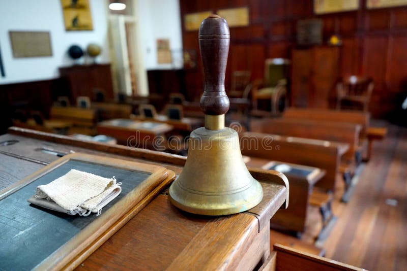 Old Historical Classroom with Wooden Desks and Chalkboards Stock Image ...