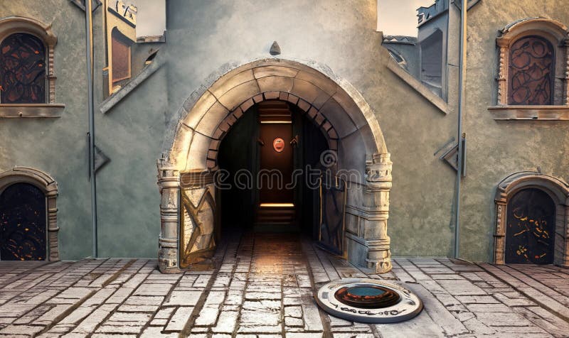 Old Historical Door Fantasy Design Stock Illustration - Illustration of ...