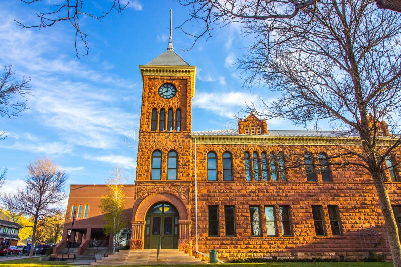 Old Historical Public Stone Building with Clock Tower Stock Photo ...