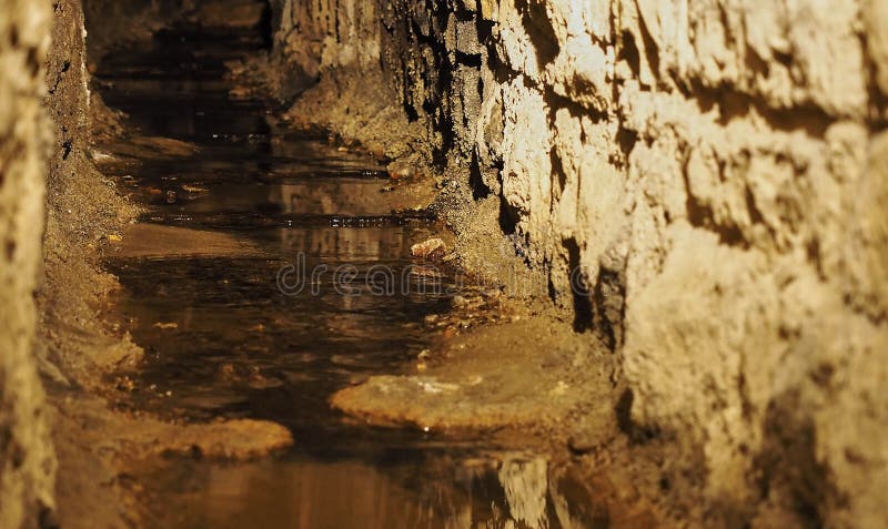 Old Historical Underground Stream Sewer Stock Image - Image of dirty ...