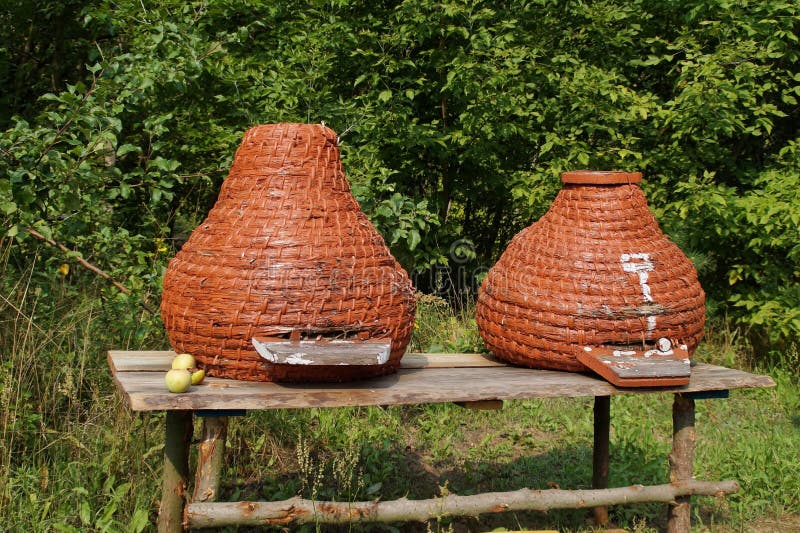 Old Hives Weaved from Straw Stock Image - Image of tree, rural: 204536847