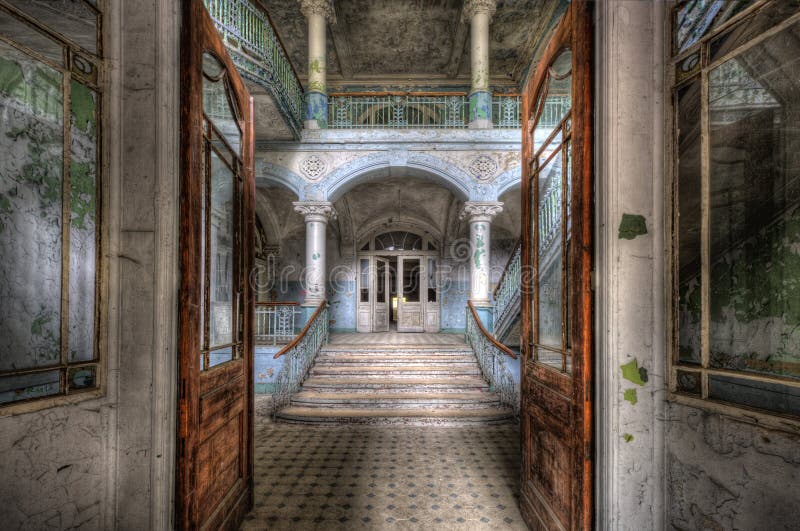 Old hospital in Beelitz stock image. Image of indoor - 11865321