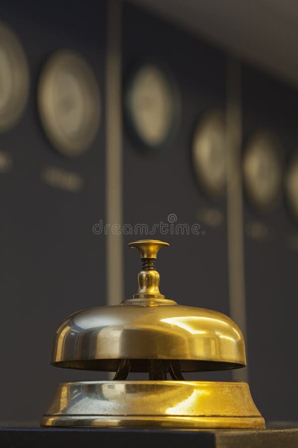 Old Hotel Bell on a Marble Stand Stock Image - Image of bellman, golden ...