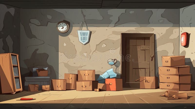 Old House Basement with Boxes Illustration AI Generated Stock ...
