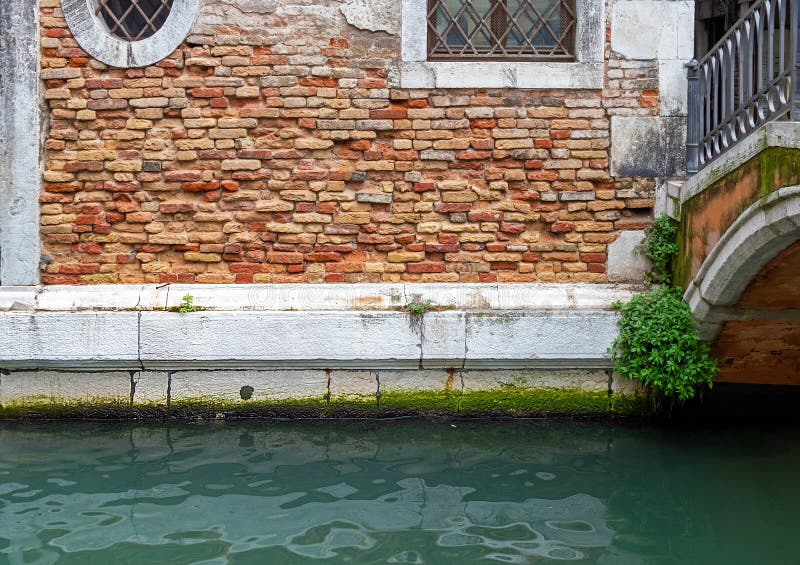 Brick Wall with Bridge on Side Stock Image - Image of italian, vintage ...